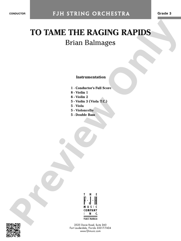 To Tame the Raging Rapids: Score: String Orchestra Score: Brian ...