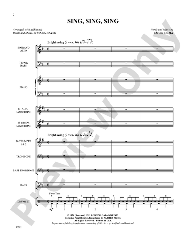 Sing, Sing, Sing: Choral SoundPax: Louis Prima - Digital Sheet Music Download
