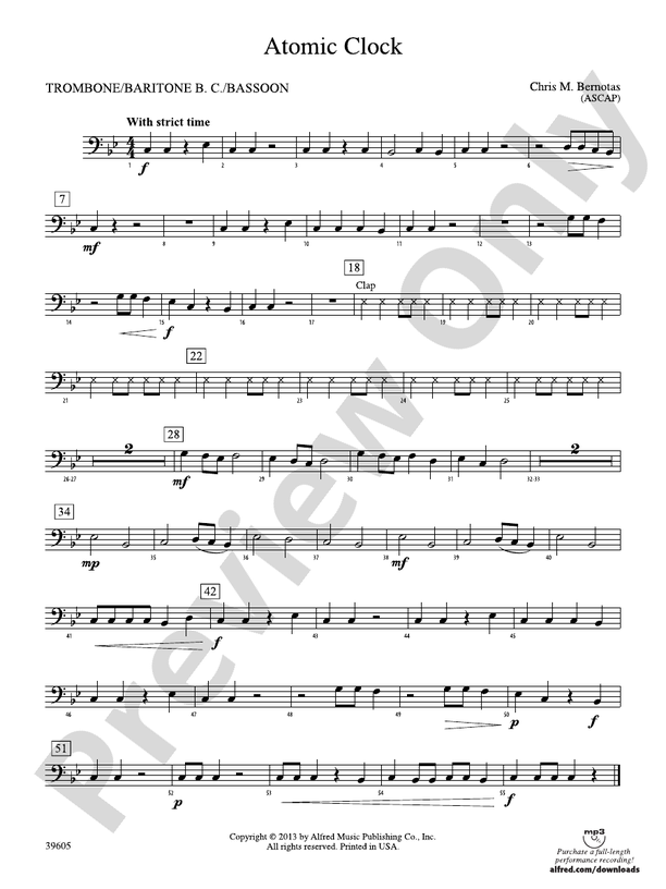 Atomic Clock: 1st Trombone: 1st Trombone Part - Digital Sheet Music ...