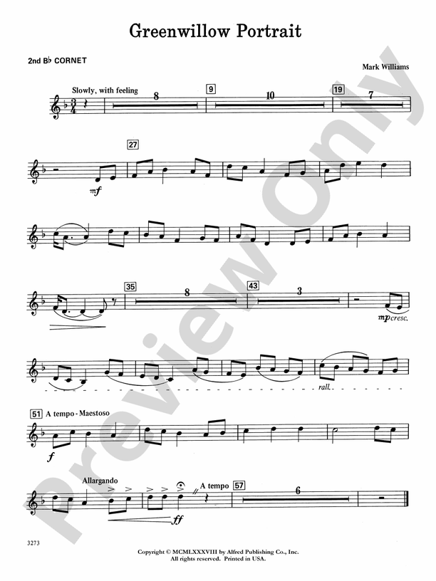 Greenwillow Portrait: 2nd B-flat Cornet: 2nd B-flat Cornet Part ...