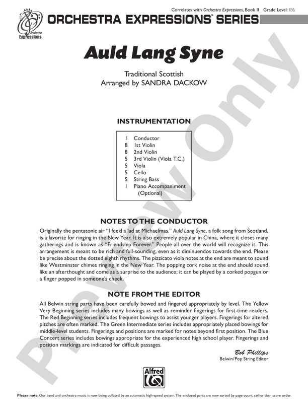 Auld Lang Syne: Score: String Orchestra Score - Digital Sheet Music Download