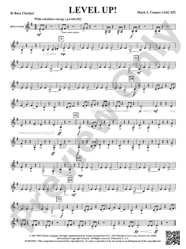 Level Up!: B-flat Bass Clarinet: B-flat Bass Clarinet Part: Mark J. Connor - Digital Sheet Music ...