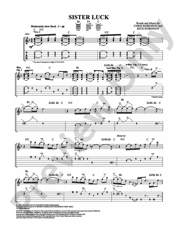 Sister Luck: Guitar TAB: The Black Crowes - Digital Sheet Music Download