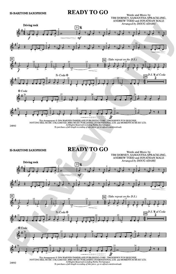 Ready to Go: E-flat Baritone Saxophone: E-flat Baritone Saxophone Part - Digital Sheet Music ...