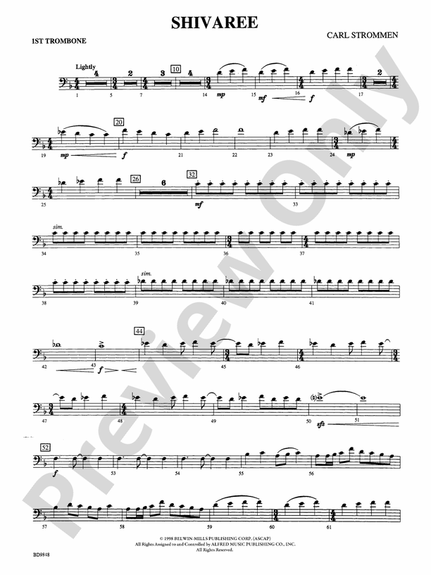 Shivaree: 1st Trombone: 1st Trombone Part - Digital Sheet Music Download