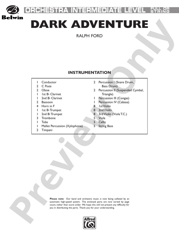 Dark Adventure: Score: Full Orchestra Score - Digital Sheet Music Download