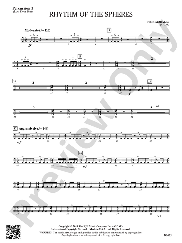 Rhythm of the Spheres: Percussion 3: Percussion 3 Part: Erik Morales ...