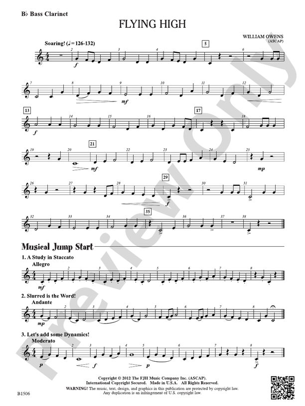 Flying High: B-flat Bass Clarinet: B-flat Bass Clarinet Part: William ...