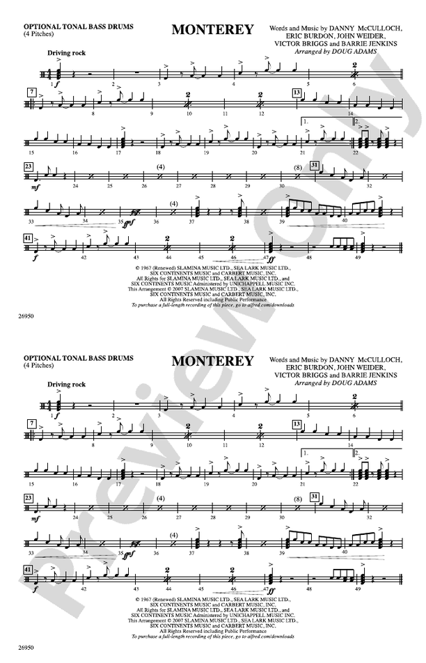 Monterey: Tonal Bass Drum: Tonal Bass Drum Part - Digital Sheet Music ...