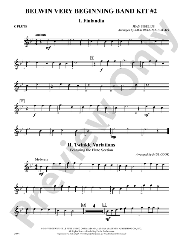 Belwin Very Beginning Band Kit #2: Flute: Flute Part - Digital Sheet ...