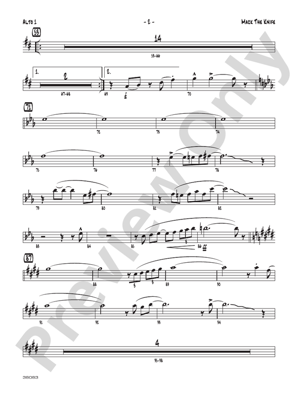 Mack the Knife: E-flat Alto Saxophone: E-flat Alto Saxophone Part - Digital Sheet Music Download