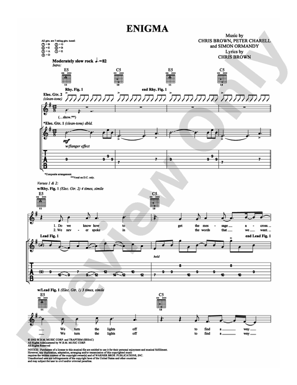 Enigma: Guitar TAB: Trapt - Digital Sheet Music Download