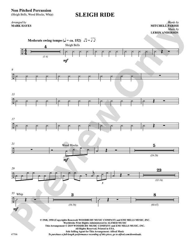Sleigh Ride: 2nd Percussion: 2nd Percussion Part - Digital Sheet Music ...
