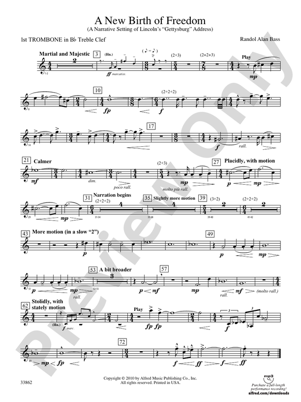 A New Birth of Freedom: (wp) 1st B-flat Trombone T.C.: (wp) 1st B-flat ...