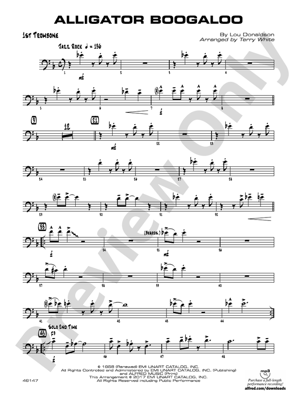 Alligator Boogaloo: 1st Trombone: 1st Trombone Part - Digital Sheet ...