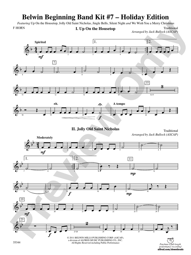 Belwin Beginning Band Kit #7: Holiday Edition: 1st F Horn: 1st F Horn ...