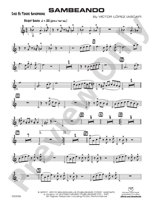 Sambeando: 2nd B-flat Tenor Saxophone: 2nd B-flat Tenor Saxophone Part - Digital Sheet Music ...