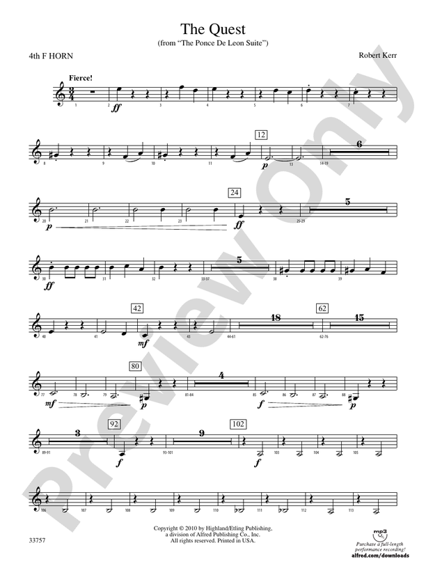 The Quest: 4th F Horn: 4th F Horn Part - Digital Sheet Music Download