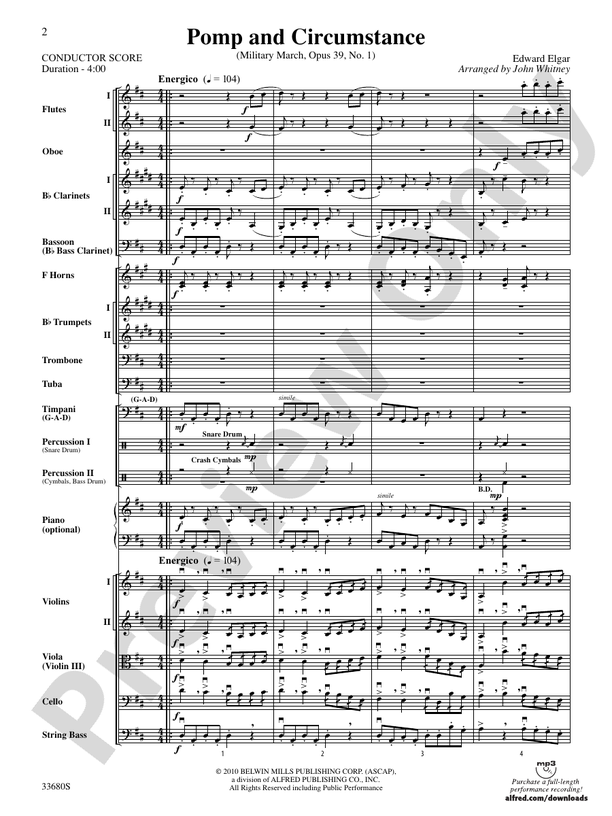 Pomp and Circumstance: Score: Full Orchestra Score - Digital Sheet ...