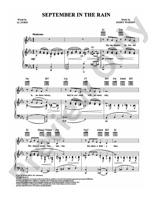 September in the Rain: Piano/Vocal/Chords: Frank Sinatra - Digital ...