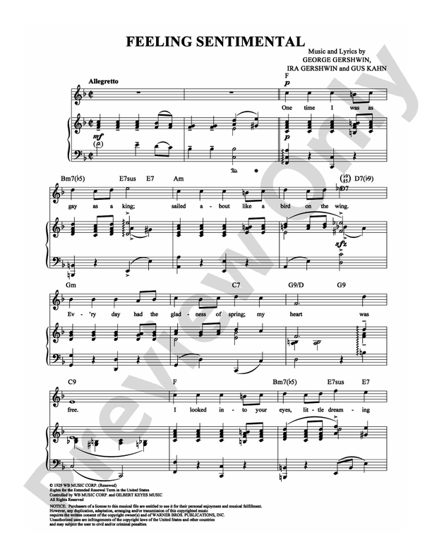 Feeling Sentimental: Piano/Vocal/Chords: George Gershwin - Digital Sheet Music Download