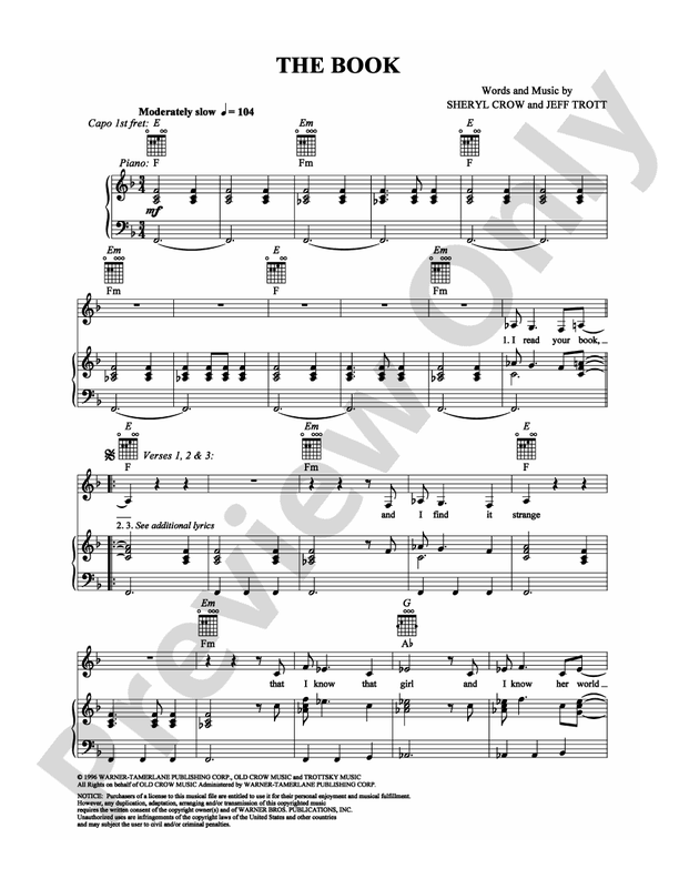 The Book: Piano/Vocal/Chords: Sheryl Crow - Digital Sheet Music Download