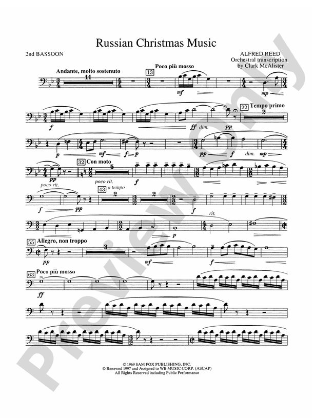 Russian Christmas Music: 2nd Bassoon: 2nd Bassoon Part - Digital Sheet ...