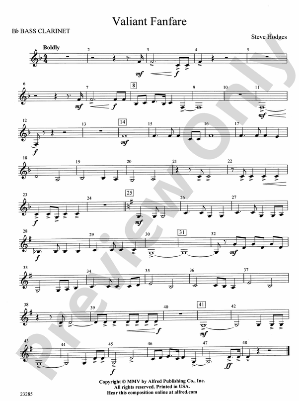 Valiant Fanfare: B-flat Bass Clarinet: B-flat Bass Clarinet Part ...