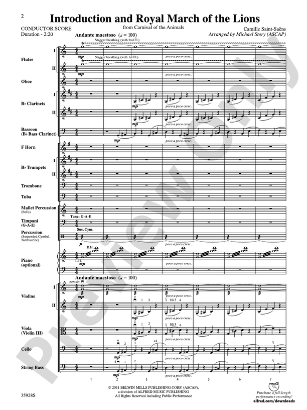 Introduction and Royal March of the Lions (from Carnival of the Animals ...