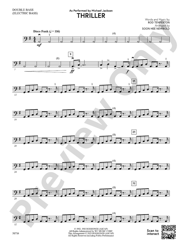 Thriller: String Bass: String Bass Part - Digital Sheet Music Download