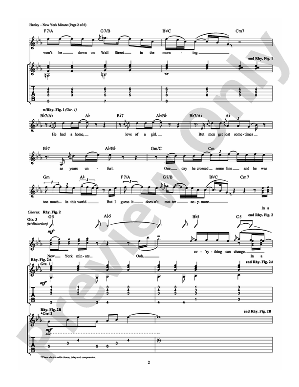 New York Minute: Guitar TAB: Eagles - Digital Sheet Music Download