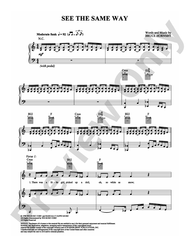 See the Same Way: Piano/Vocal/Chords: Bruce Hornsby - Digital Sheet ...