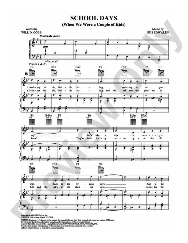 School Days (When We Were a Couple of Kids): Piano/Vocal/Chords: Gus ...