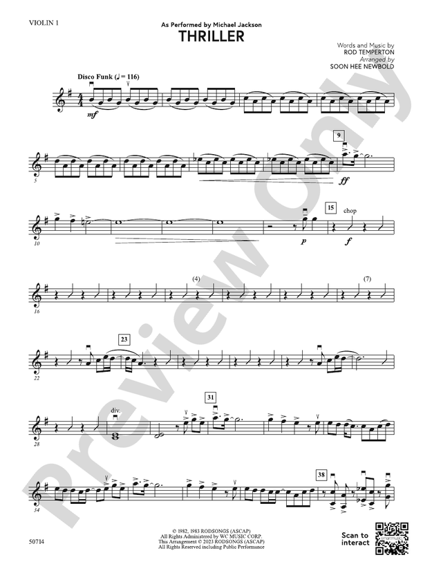 Thriller: 1st Violin: 1st Violin Part - Digital Sheet Music Download