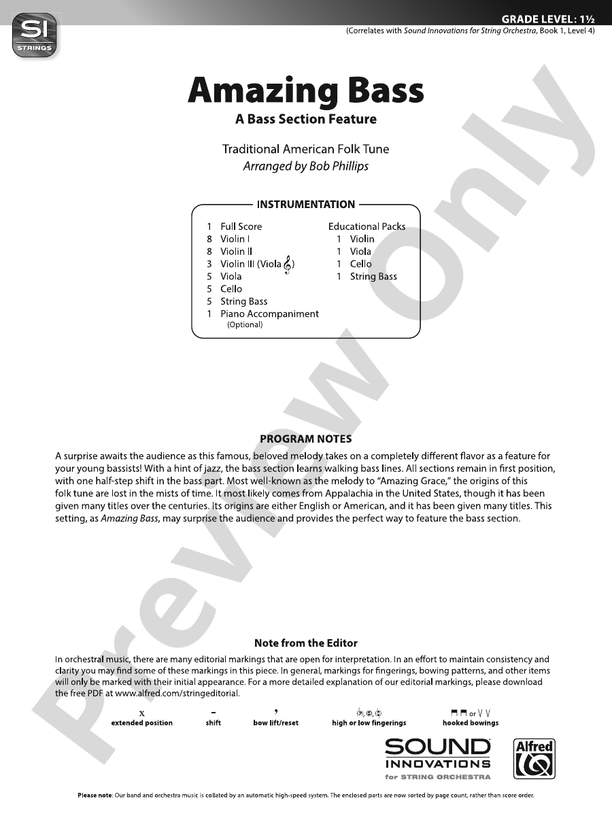 Amazing Bass: String Orchestra Conductor Score & Parts - Digital Sheet ...