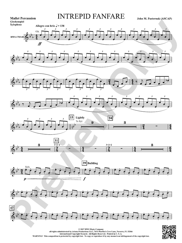 Intrepid Fanfare: 1st Mallet Percussion: 1st Mallet Percussion Part: John M. Pasternak - Digital ...
