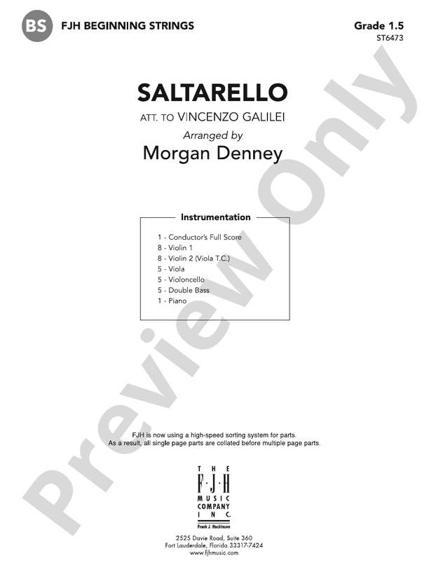 Saltarello: Score: String Orchestra Score: Vincenzo Galilei - Digital ...