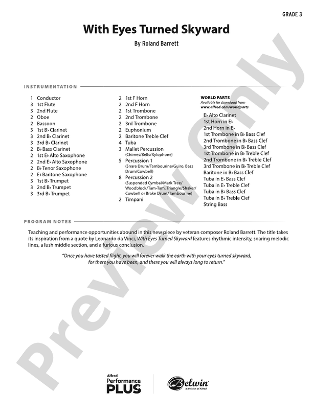 With Eyes Turned Skyward: Score: Concert Band Score - Digital Sheet ...