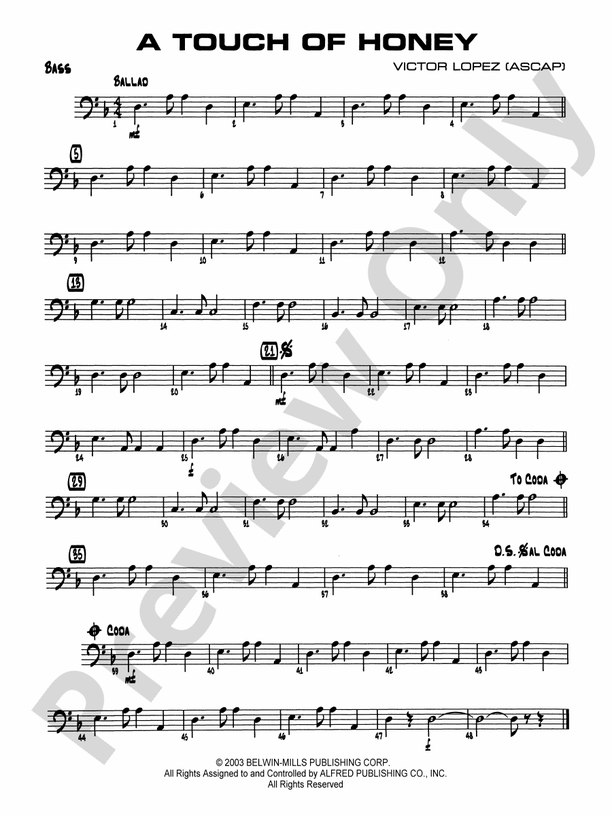 A Touch of Honey: String Bass: String Bass Part - Digital Sheet Music ...