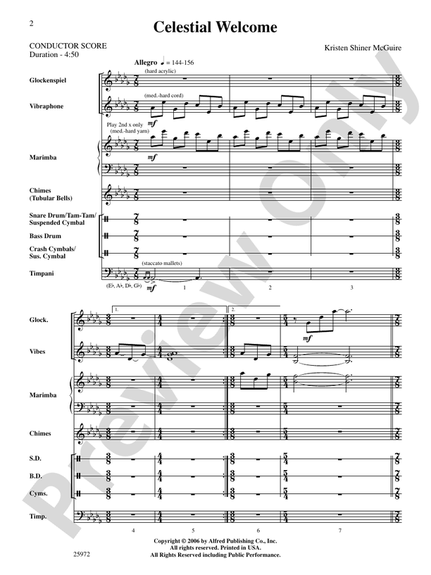 Celestial Welcome: Percussion Ensemble Conductor Score & Parts: Kristen Shiner McGuire - Digital ...