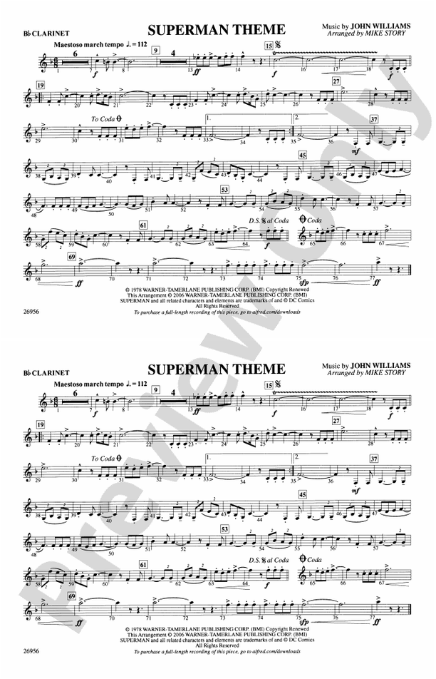 Superman Theme: 1st B-flat Clarinet: 1st B-flat Clarinet Part - Digital ...