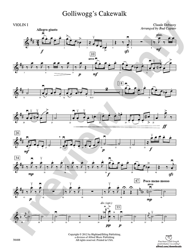 Golliwogg's Cakewalk: 1st Violin: 1st Violin Part - Digital Sheet Music ...