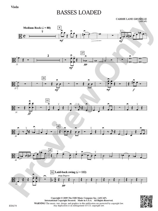 Basses Loaded: Viola: Viola Part: Carrie Lane Gruselle - Digital Sheet Music Download