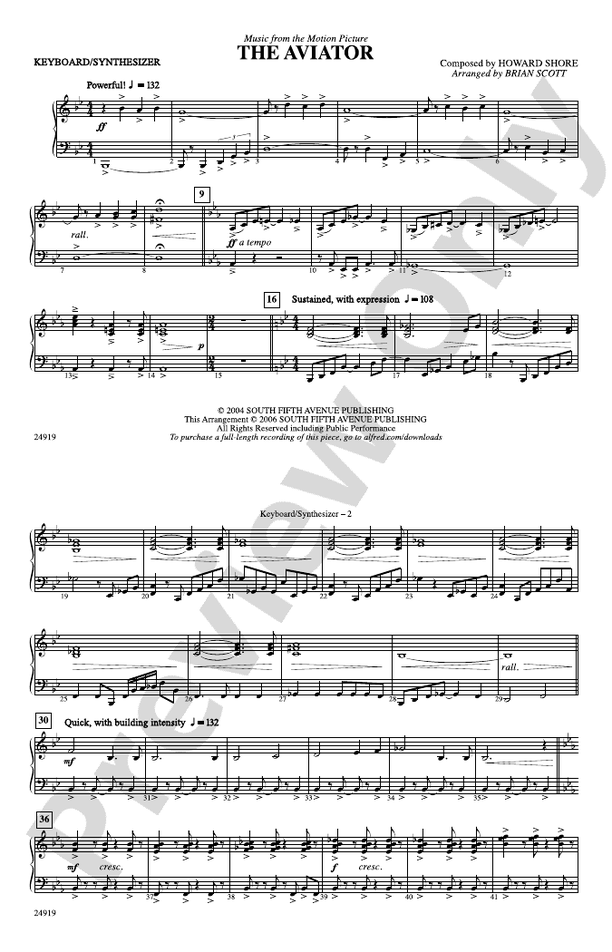 The Aviator: Keyboard/Synthesizer: Keyboard/Synthesizer Part - Digital ...
