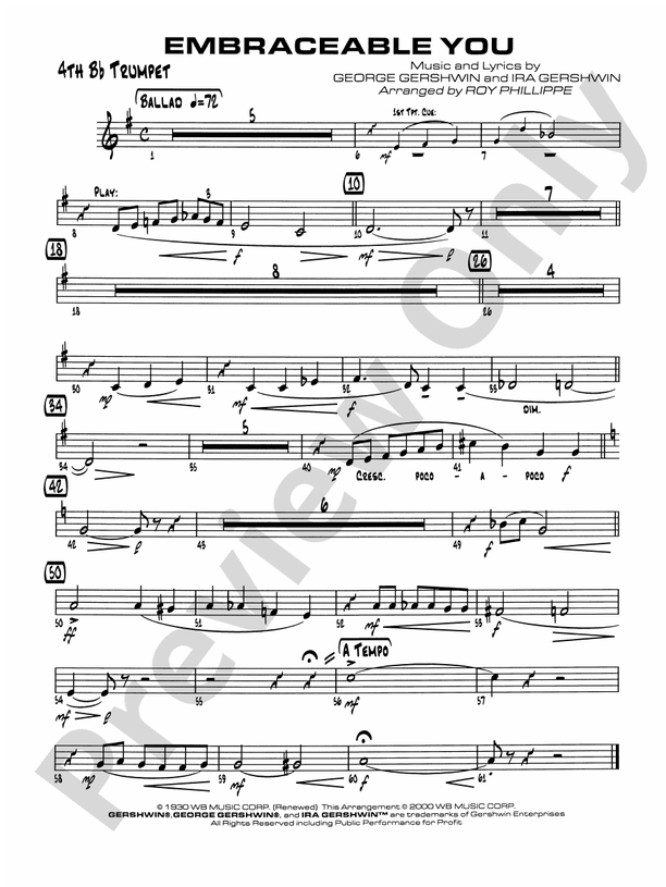 Embraceable You: 4th B-flat Trumpet: 4th B-flat Trumpet Part - Digital ...