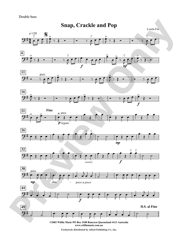 Snap, Crackle and Pop: String Bass: String Bass Part - Digital Sheet ...