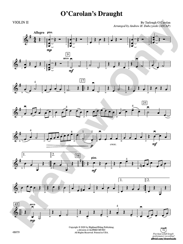 O'Carolan's Draught: 2nd Violin: 2nd Violin Part - Digital Sheet Music ...