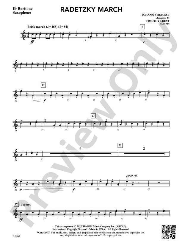 Radetzky March: E-flat Baritone Saxophone: E-flat Baritone Saxophone ...