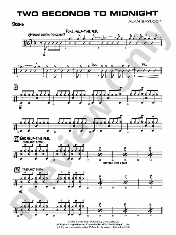 Two Seconds to Midnight: Drums: Drums Part - Digital Sheet Music Download