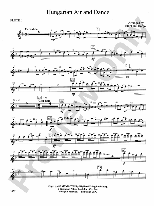 Hungarian Air and Dance: Flute: Flute Part - Digital Sheet Music Download